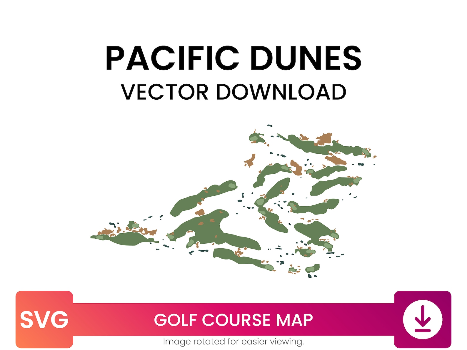 Golf Course Map of Pacific Dunes, Bandon Dunes Golf Resort, Oregon ...