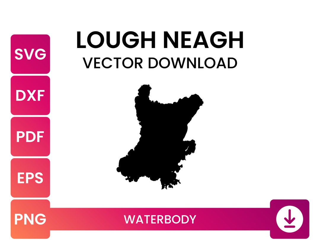 Highly Detailed Lake Shape Boundary of Lough Neagh, Northern Ireland ...