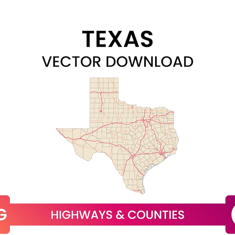Texas Highway Map - Etsy