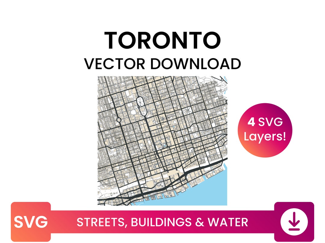 Street Network, Building Footprints & Waterbodies of Toronto, Ontario ...