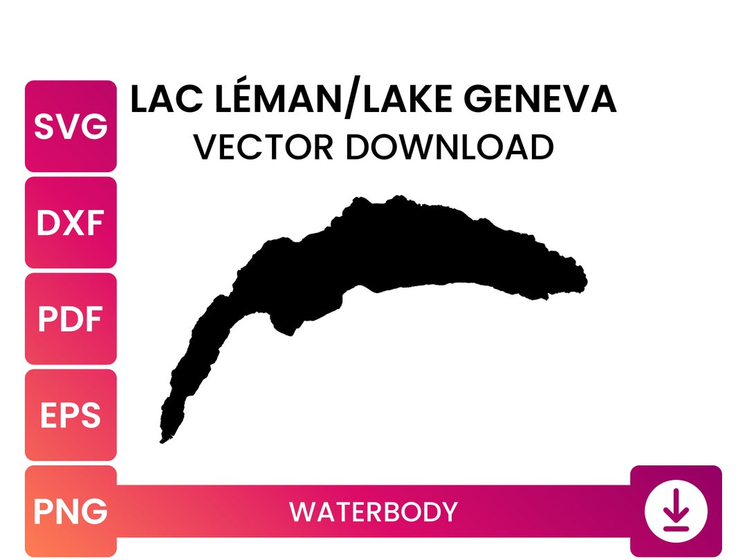 Highly Detailed Lake Shape Boundary of Lake Geneva, Switzerland, France ...