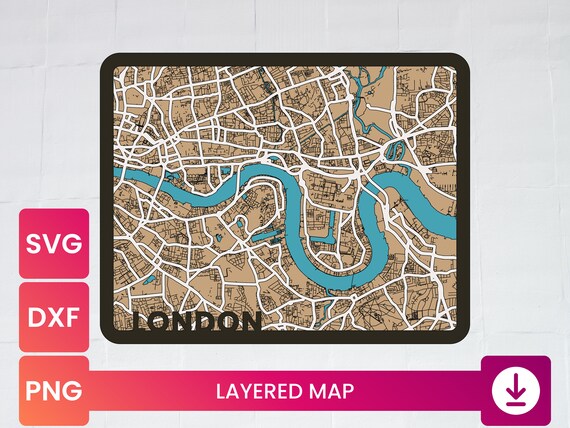 Layered 3D Map of London England United Kingdom City - Etsy UK