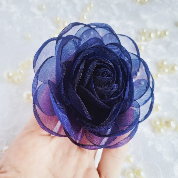 2 Marineblaue 3D Organza Rosen 35 Zoll Taylor Supply - Etsy.de