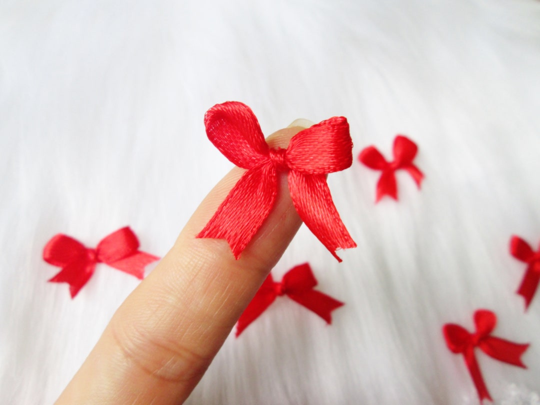 Red Satin Miniature Bows: Handmade Craft Embellishments (25/50pcs) - Etsy