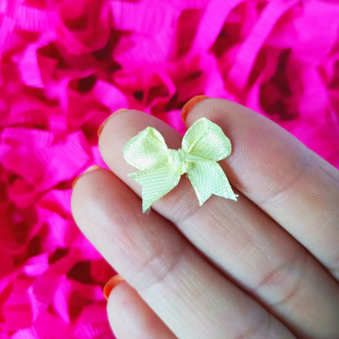 Tiny Yellow Custard Bows (25/50 Pcs),mini Gold Satin Bows,fabric ...