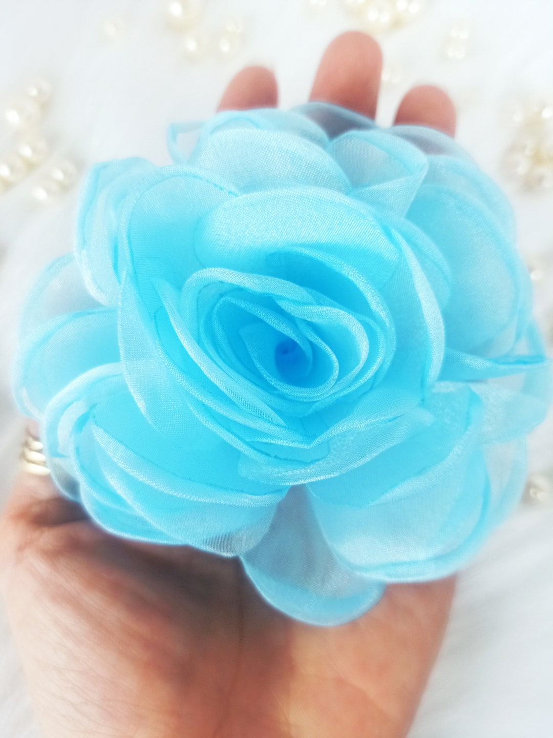 4'' Aqua Carnation Rose,3d Fabric Rose Heads,pastel Teal Bouquet Making ...