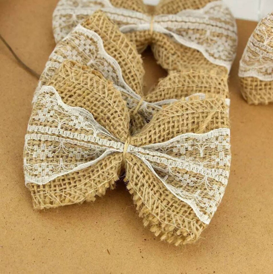 Burlap Lace Bows or Flowers: Rustic Wedding Decor, Set of 5 - Etsy