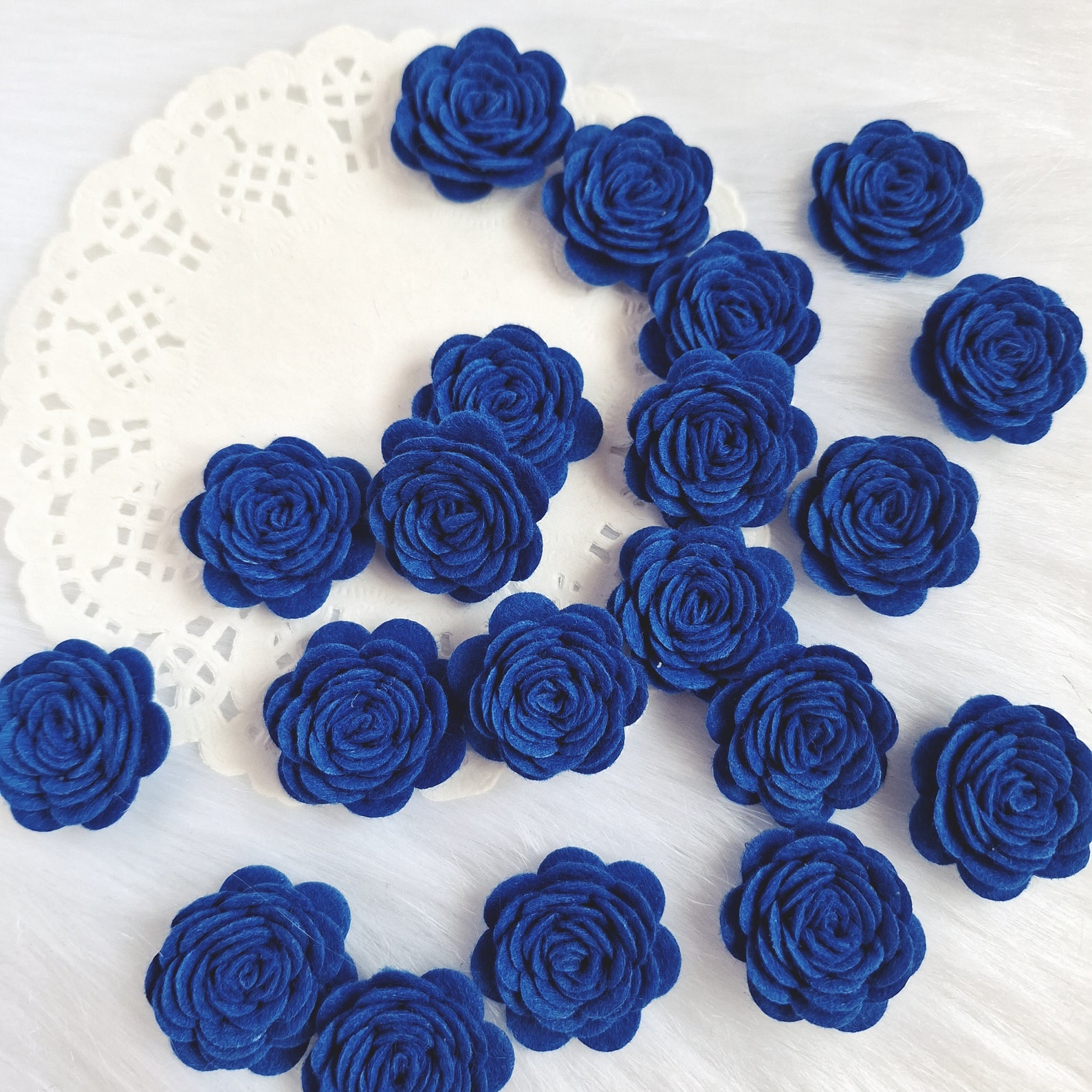 Blue Wool Felt Roses: Royal Craft Flowers, DIY Supply - Etsy