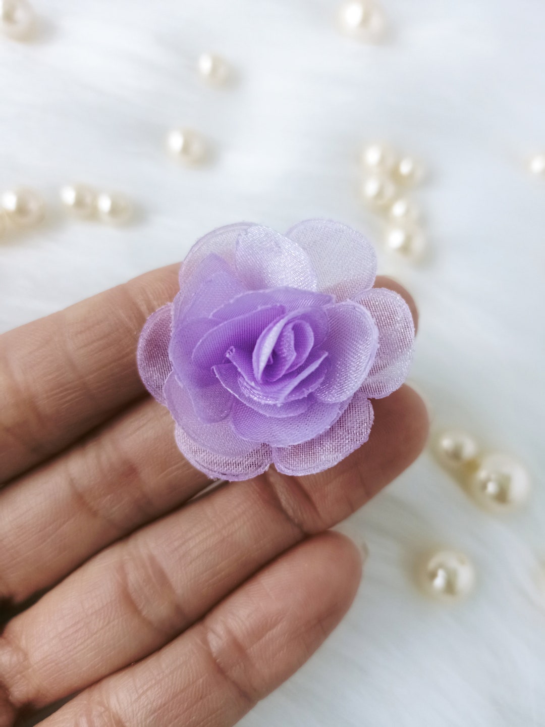 Lavender Organza Roses: Handmade Violet Applique Flowers (1.25 Inch) - Etsy