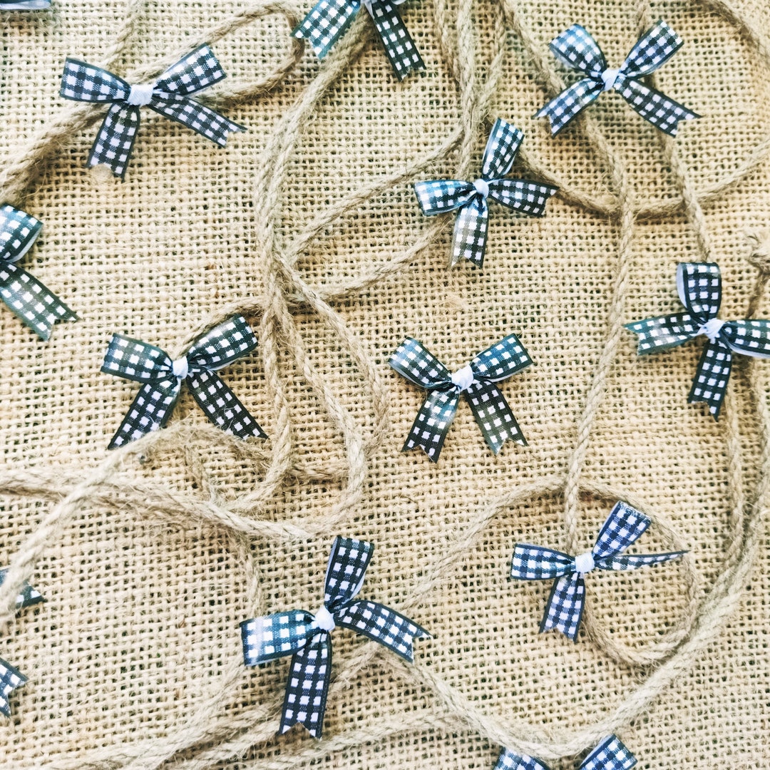 Black Gingham Bows (15/30/50 pcs), Invitation Bows, Favor Supply ...