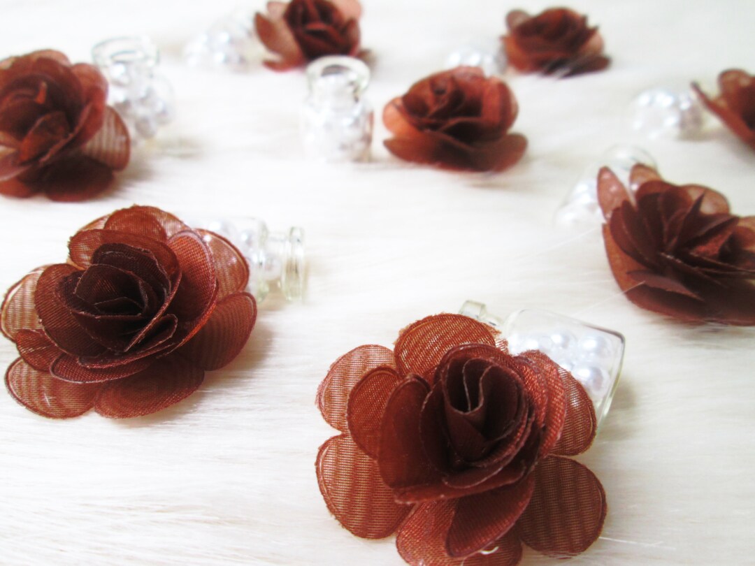 Chocolate Brown Organza Roses(10/20 Pcs), Brown Roses,wedding Decor ...
