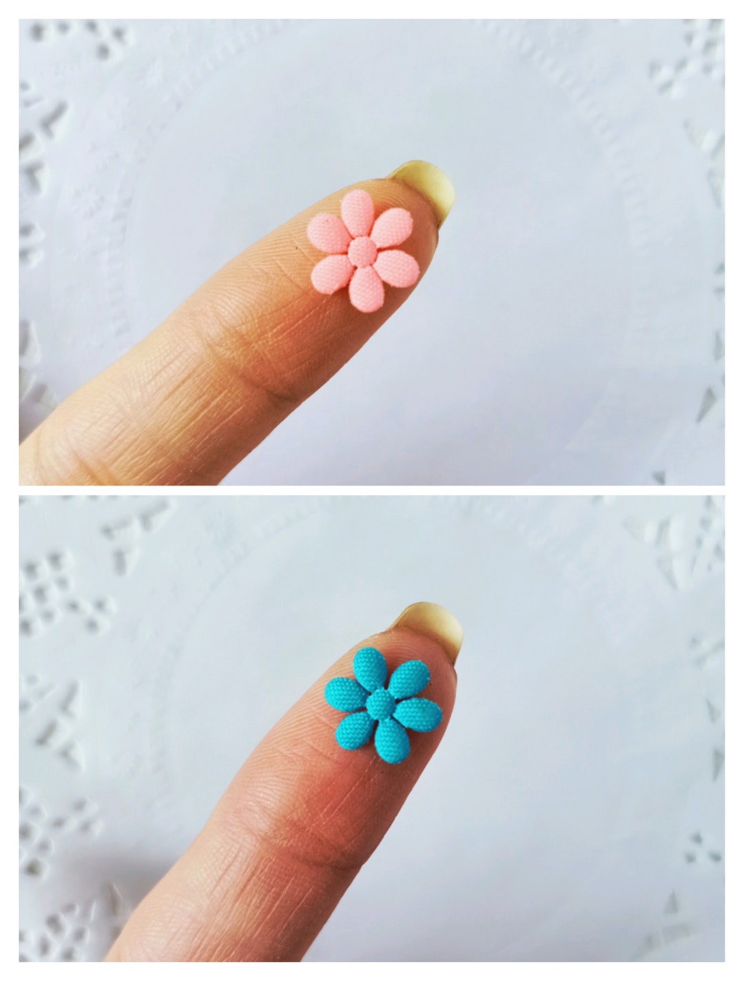 Tiny Die Cut Pink/aqua Blue Flowers50/100 Pcs,mini Flowers,scrapbooking ...