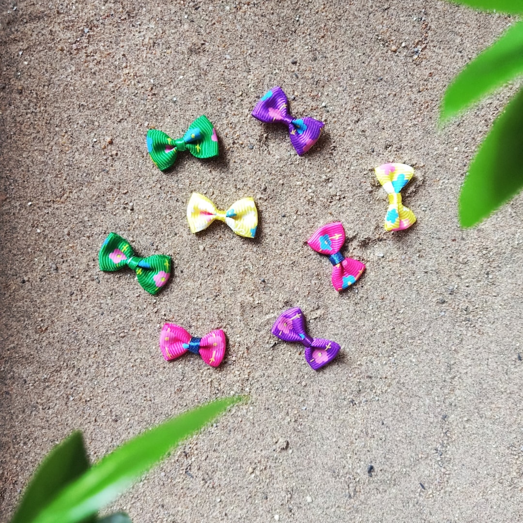 12 Mixed Mini Bow Ties: Handmade Satin Grosgrain Craft Bows - Etsy