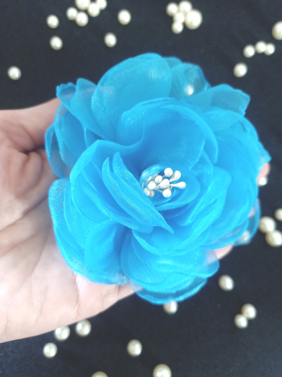 4'' Blue Teal Carnation Rose,3d Fabric Rose Heads,bouquet Making,hat ...
