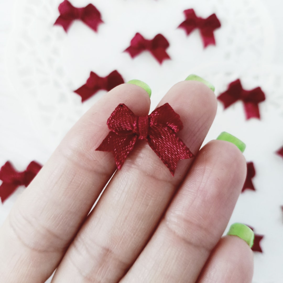Tiny Burgundy Satin Bows: Handmade Card Making Supplies (25/50 Pcs) - Etsy