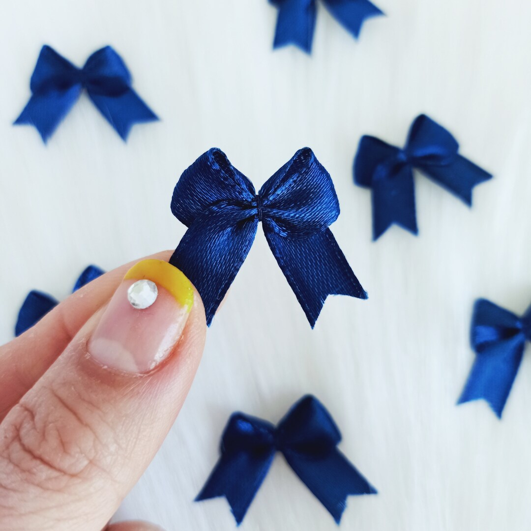 Dark Blue Bows (25/50 Pcs),1 Inch Satin Bows, Navy Blue Ribbon Bows ...