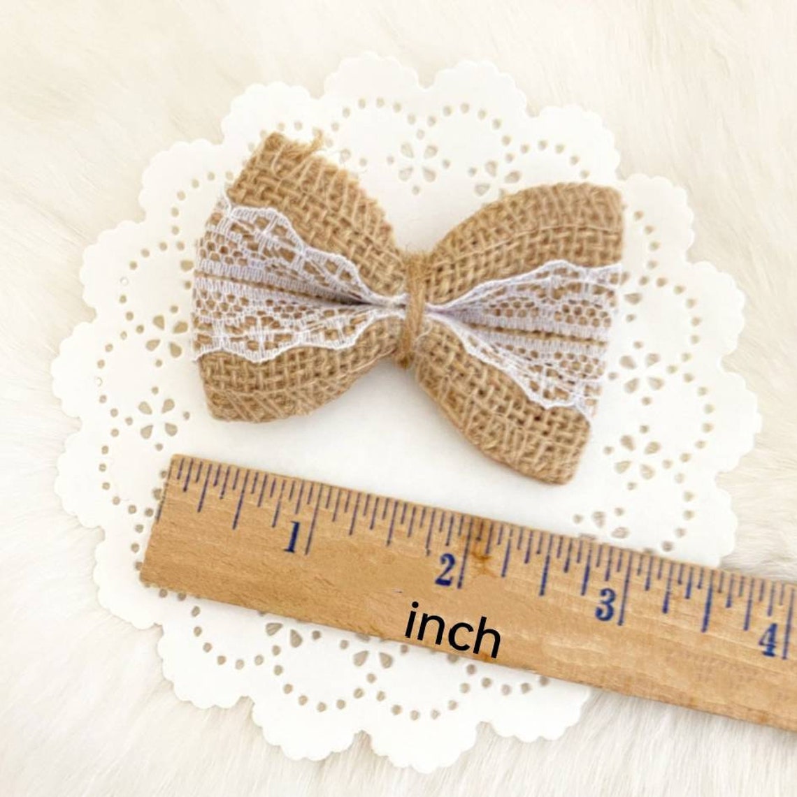 Burlap Lace Bows or Flowers: Rustic Wedding Decor, Set of 5 - Etsy