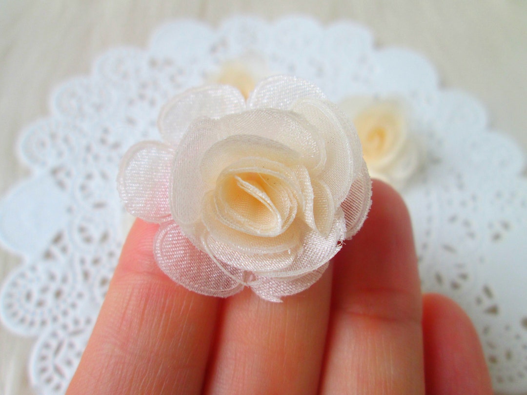2" Cream Organza Roses: Handmade Wedding Flower Appliques - Etsy