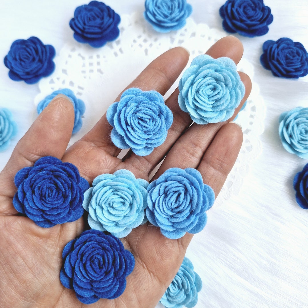 Blue Wool Felt Roses: Royal Craft Flowers, DIY Supply - Etsy