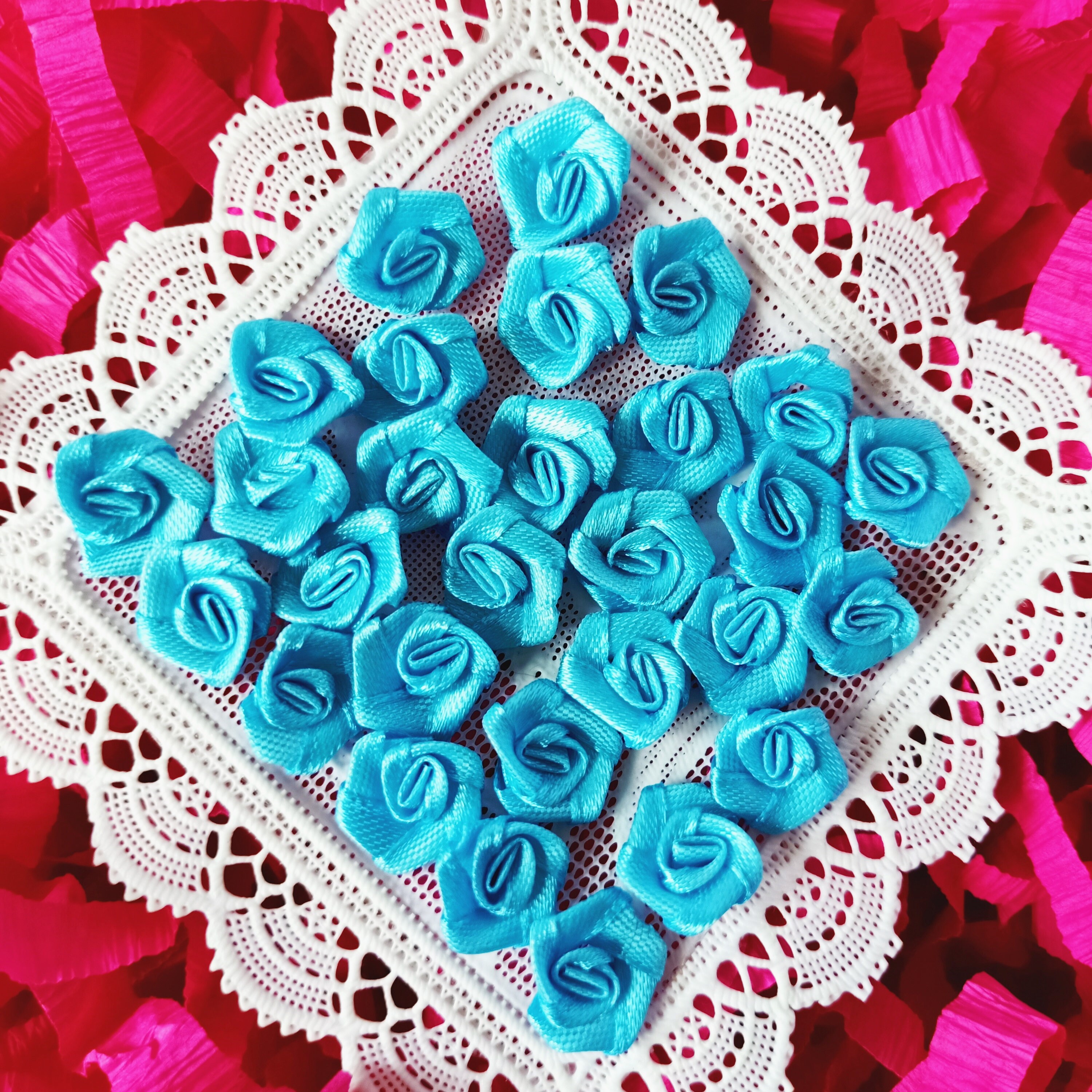 Baby Blue Satin Roses 25/50 pcs Sky Blue Accent Blue | Etsy