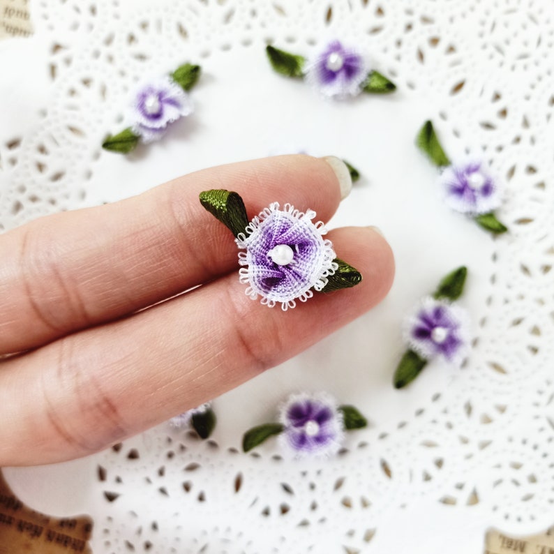 15 Mini Satin Beaded Flowers Mini Craft Flowers Flower - Etsy