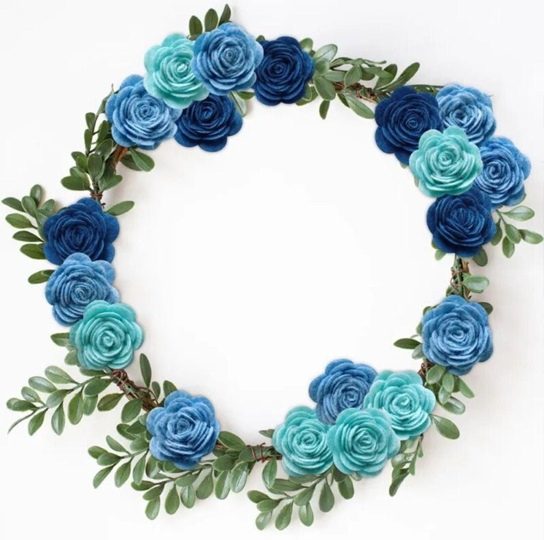 Blue Wool Felt Roses: Royal Craft Flowers, DIY Supply - Etsy
