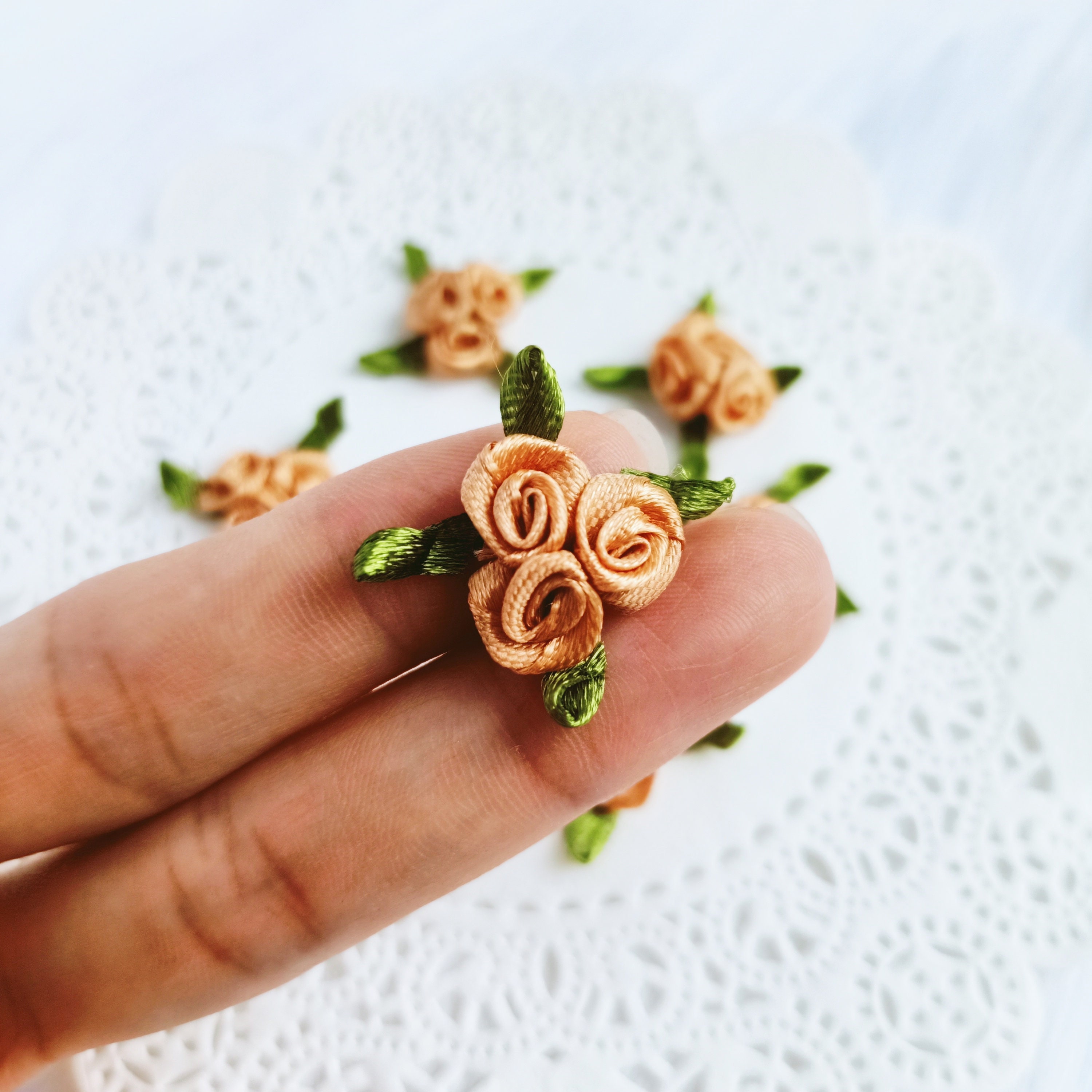 Bronze Triple Roses Mini Rose Bouquet Small Satin Roses | Etsy