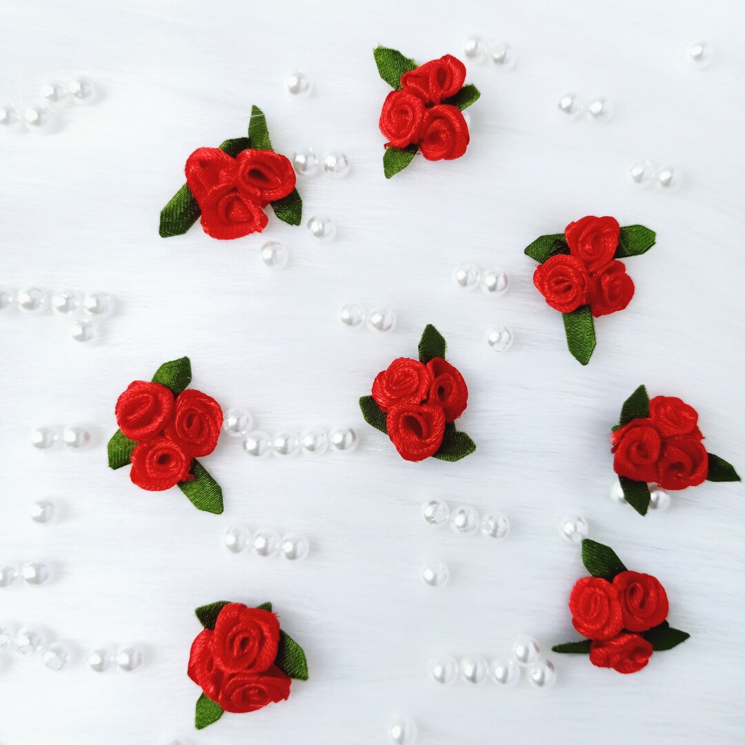 Red Triple Roses, Sewing Appliqué, Rose Boutonniere, Mini Rose Bouquet ...