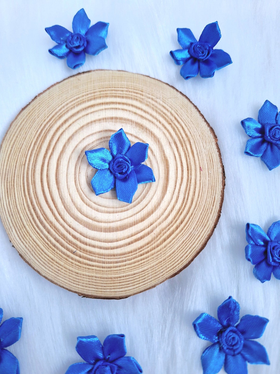 5 Blue Royal Pinwheel Flower Rose Center, 1.5",sew on Flower,craft ...