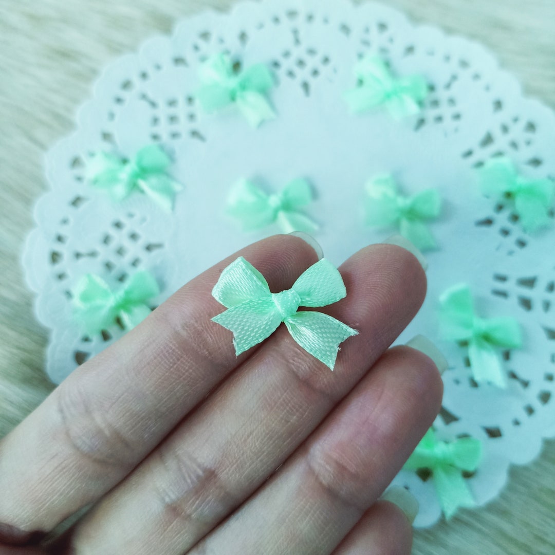 Tiny Mint Green Satin Bows (25/50 Pcs),fabric Embellishment,sewing Bow ...