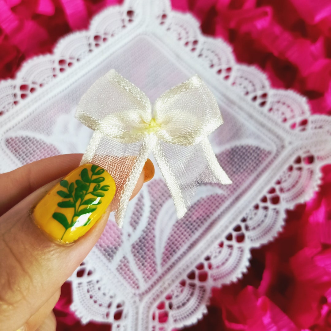 Lazos de organza de marfil 25/50 piezas, arcos de gasa, arcos de color ...