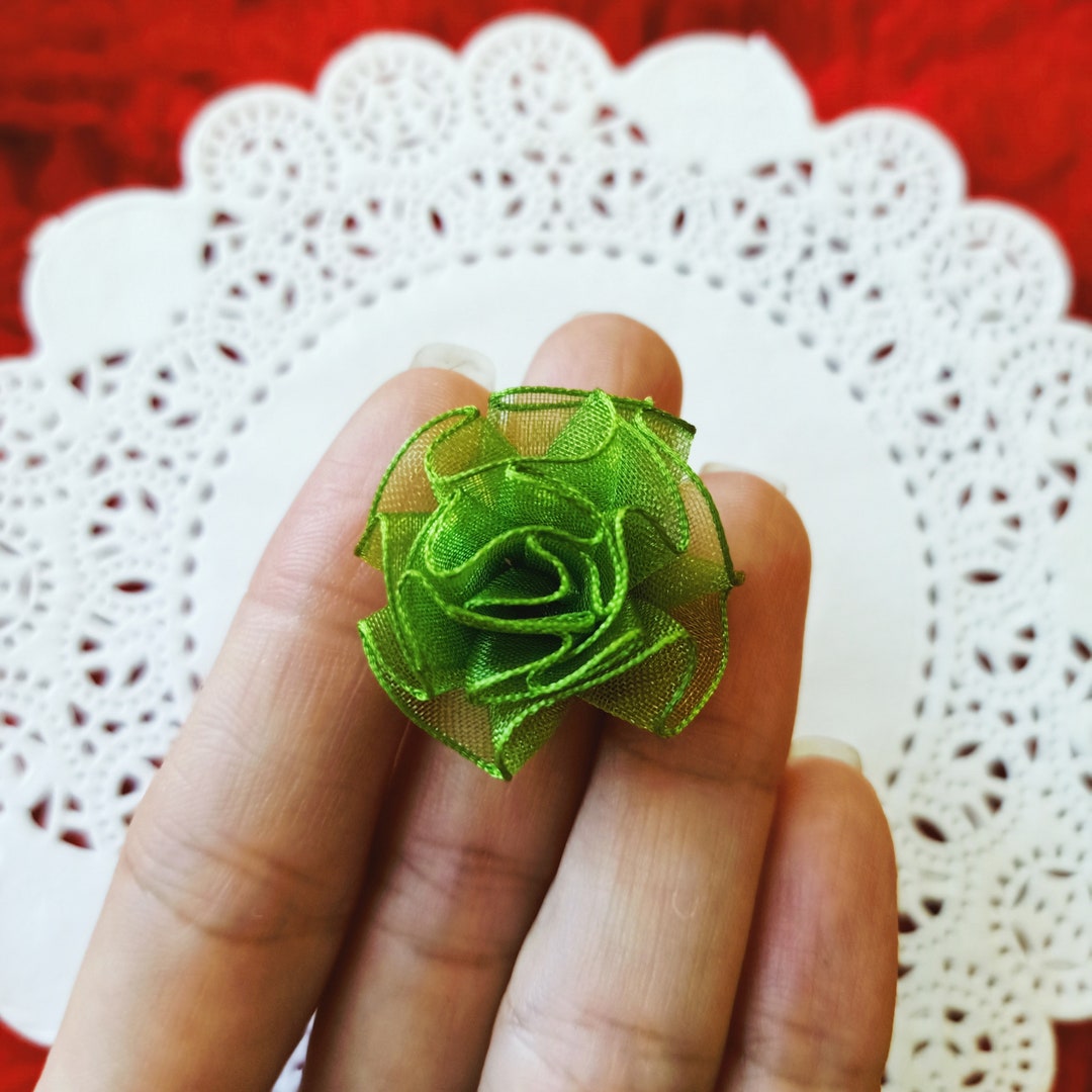 10 flores de tul verde, mini flores en mal estado, apliques de traje ...