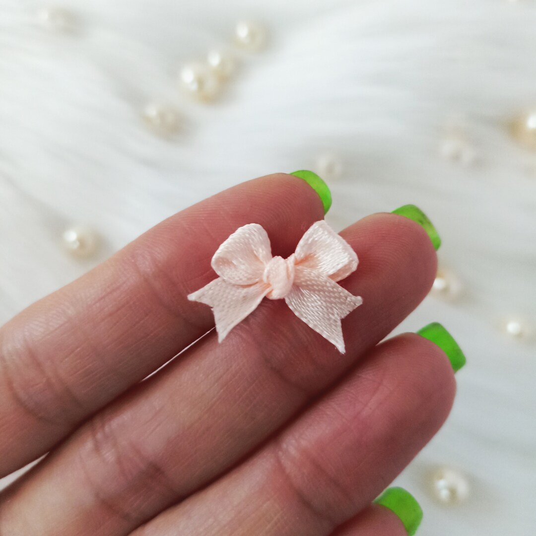 Tiny Blush Bows (25/50PCS), Mini Satin Bows, Apricot Ribbon Bows, Blush ...