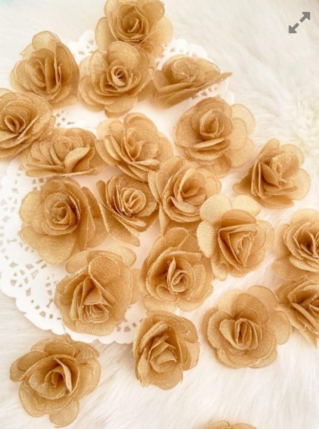 Metallic Gold Organza Roses: Handmade Craft Embellishments (1.5 Inch ...