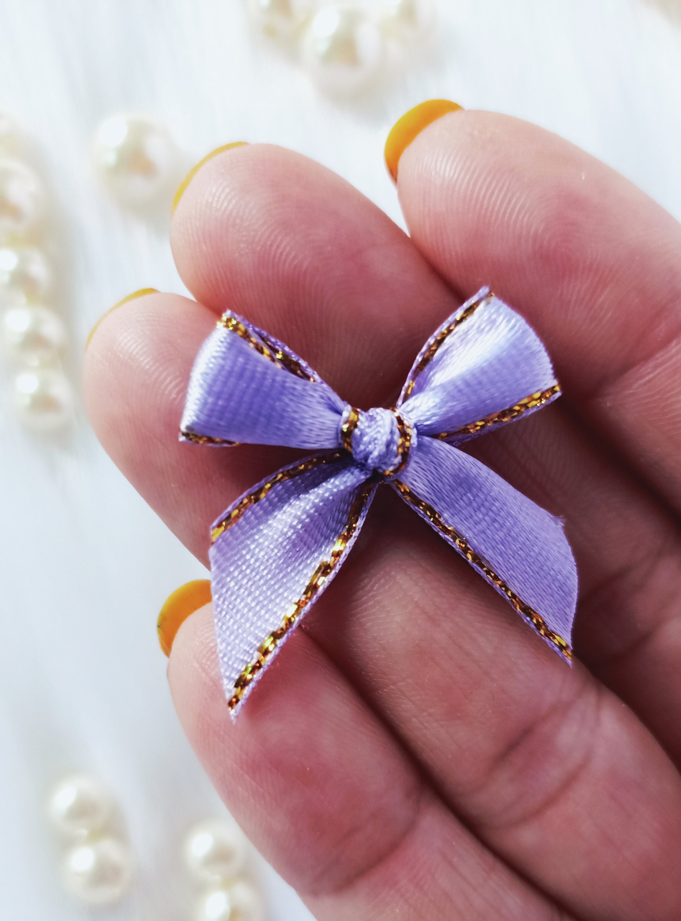 Lavender Bows Gold Edge 12/25 Pcsfray Checked Bowsglitter - Etsy