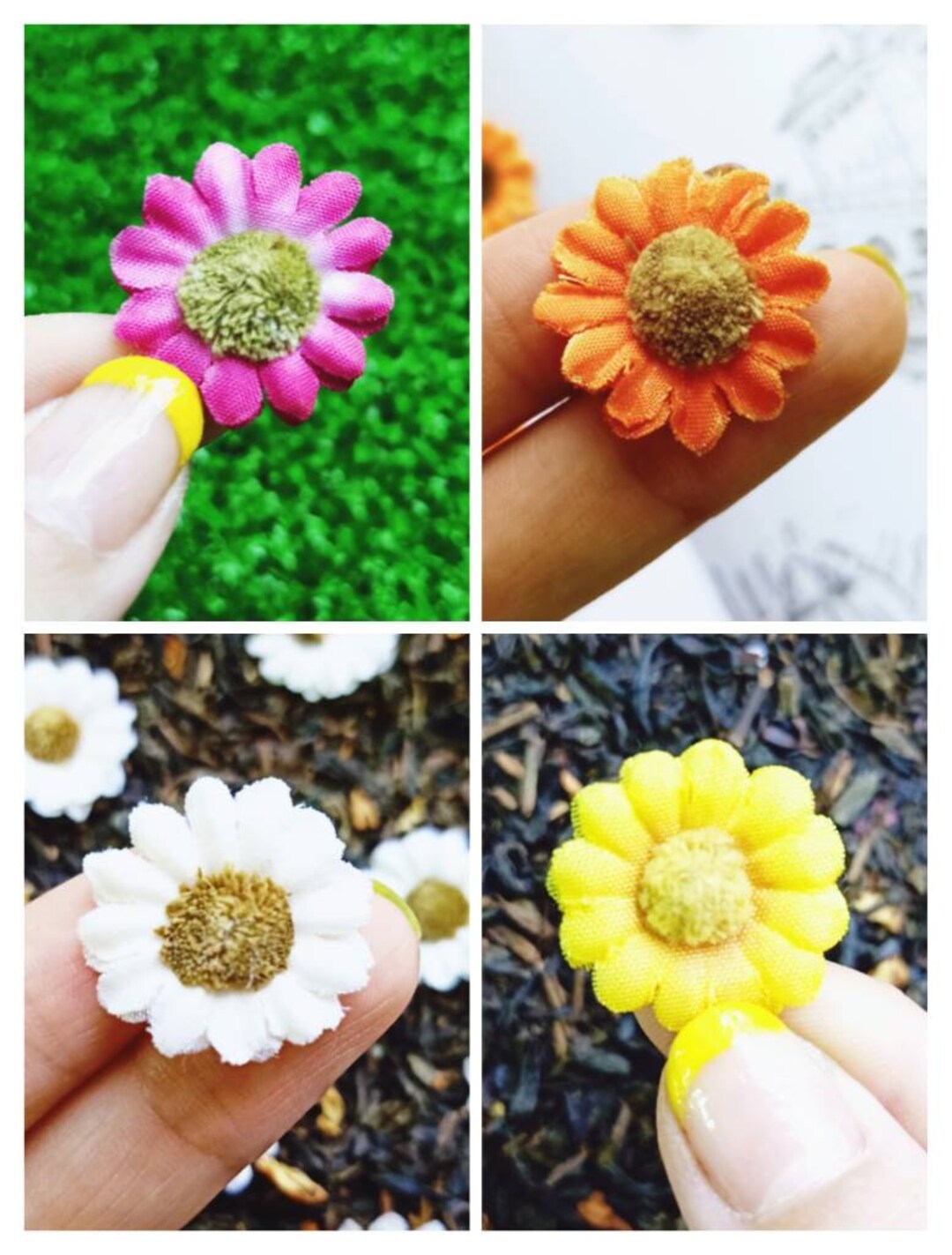 10 Mini Daisy 1 Inch orange/purple/yellow/cream Fabric - Etsy