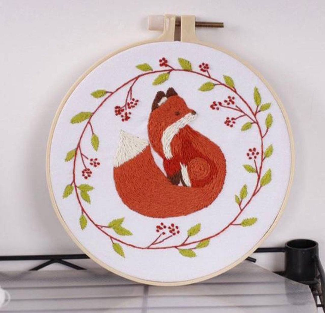 FOX NORDIC Embroidery DIY Full Kit,8-inch Bamboo Hoop,stress Relief ...