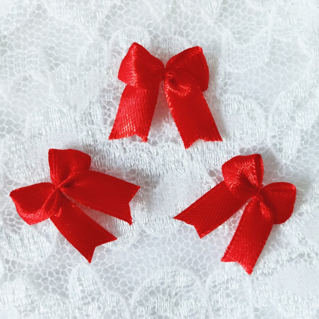 Red Satin Craft Bows: Miniature Embellishments (25/50 Pcs) - Etsy UK
