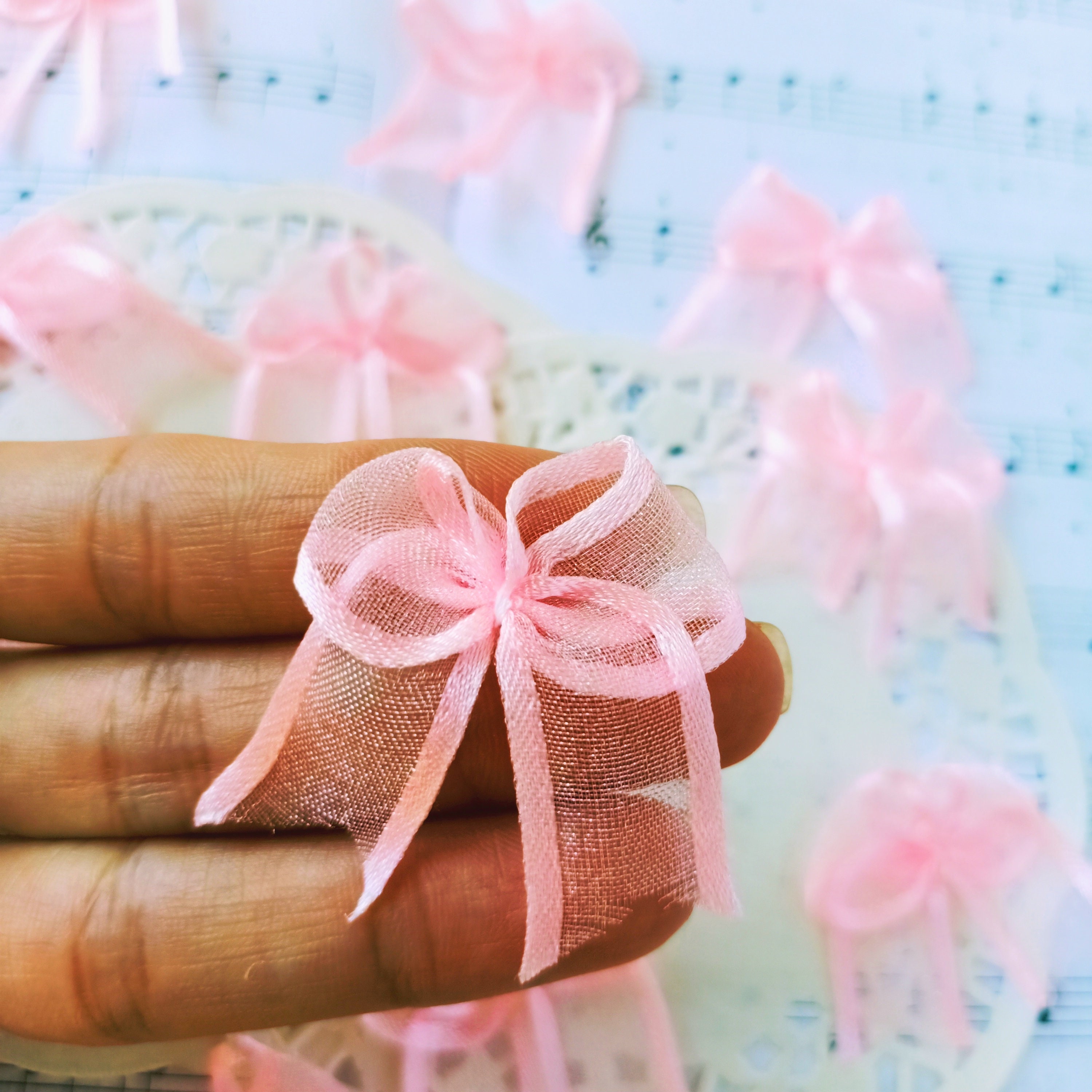 Pink Organza Bows With Or Without Beads 25/50pcs Clear | Etsy