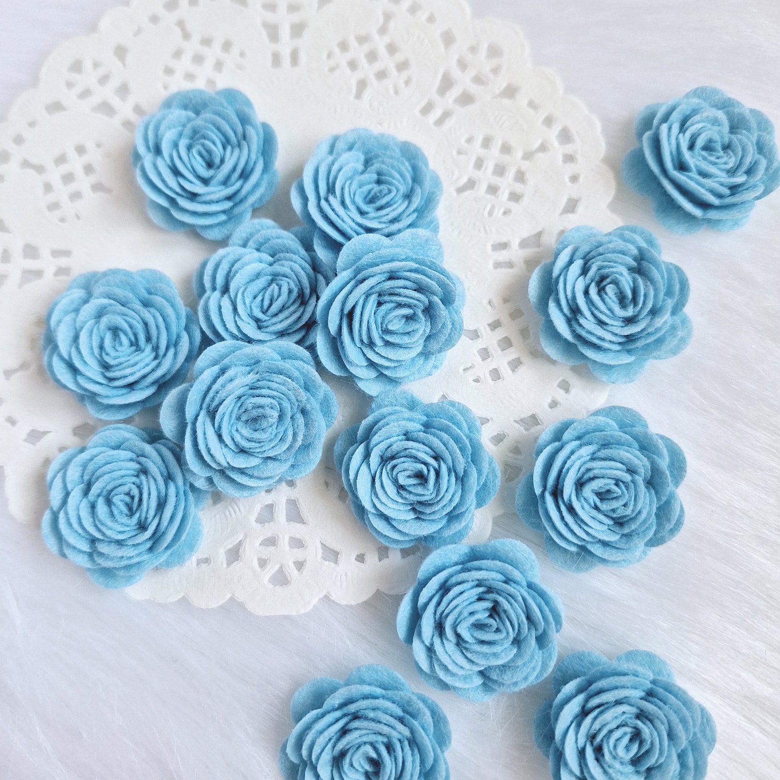 Blue Wool Felt Roses: Royal Craft Flowers, DIY Supply - Etsy