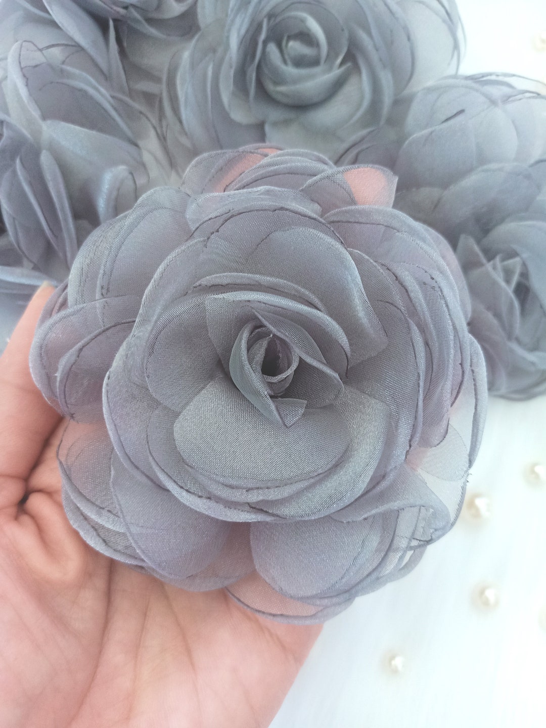 4'' Ombre Carnation Rose, Silver Fabric Rose Heads,bouquet Making,hat ...