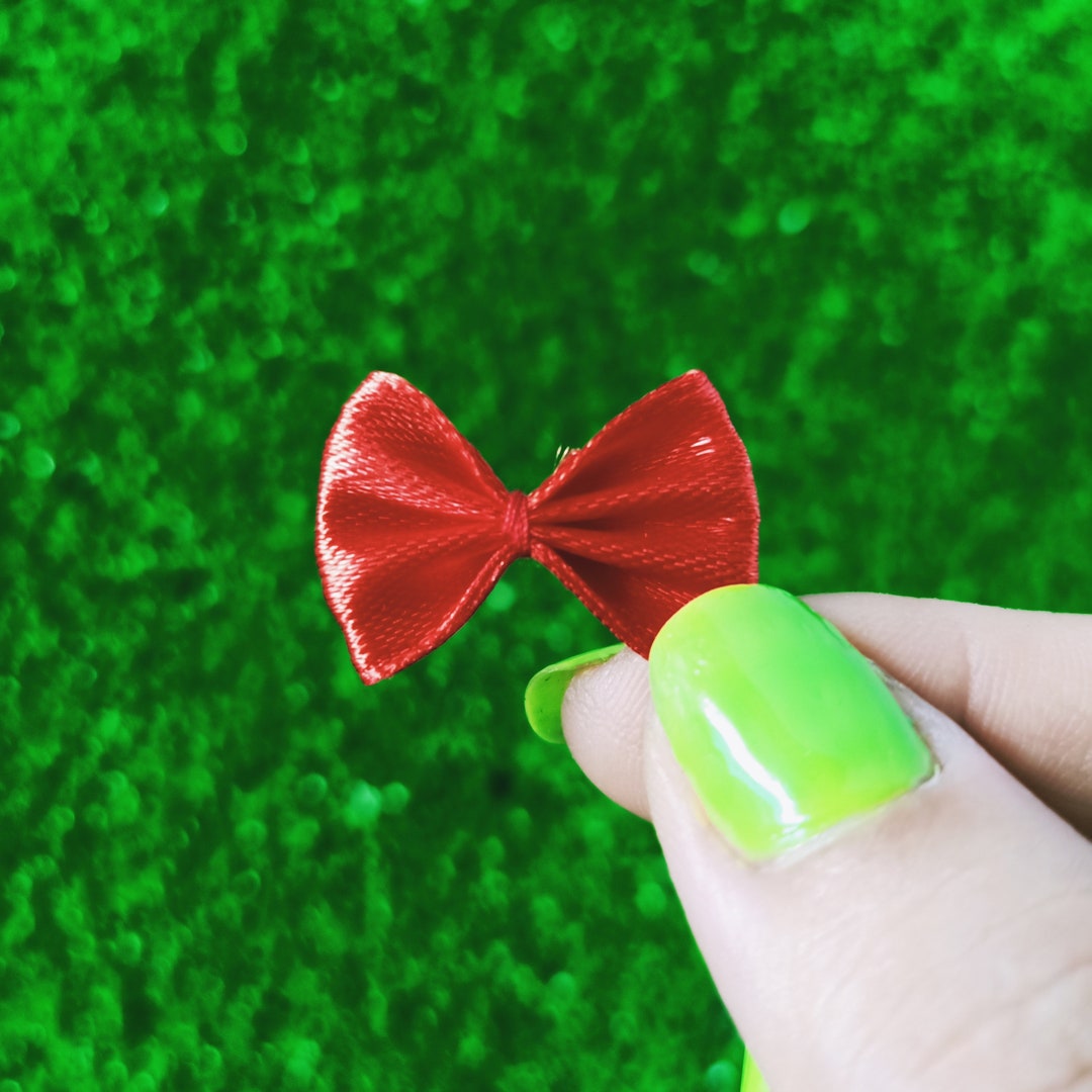 12 Red Mini Bow Ties, 1 Inch Bows, Red Ribbon Bows,tiny Bow Ties,mini ...