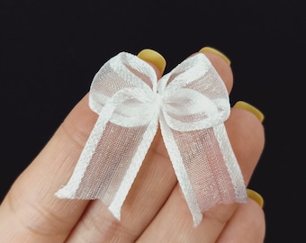 50/100 White Mini Satin Ribbon Bows Applique Embellishments - Etsy