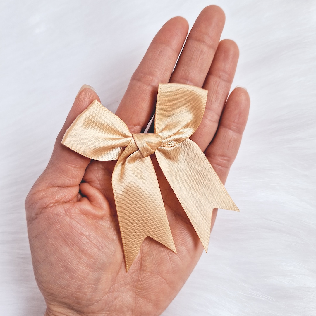 10 Large Gold Satin Bows 3.5 Inch, Gold Ribbon Bows, Party Gift Bags ...