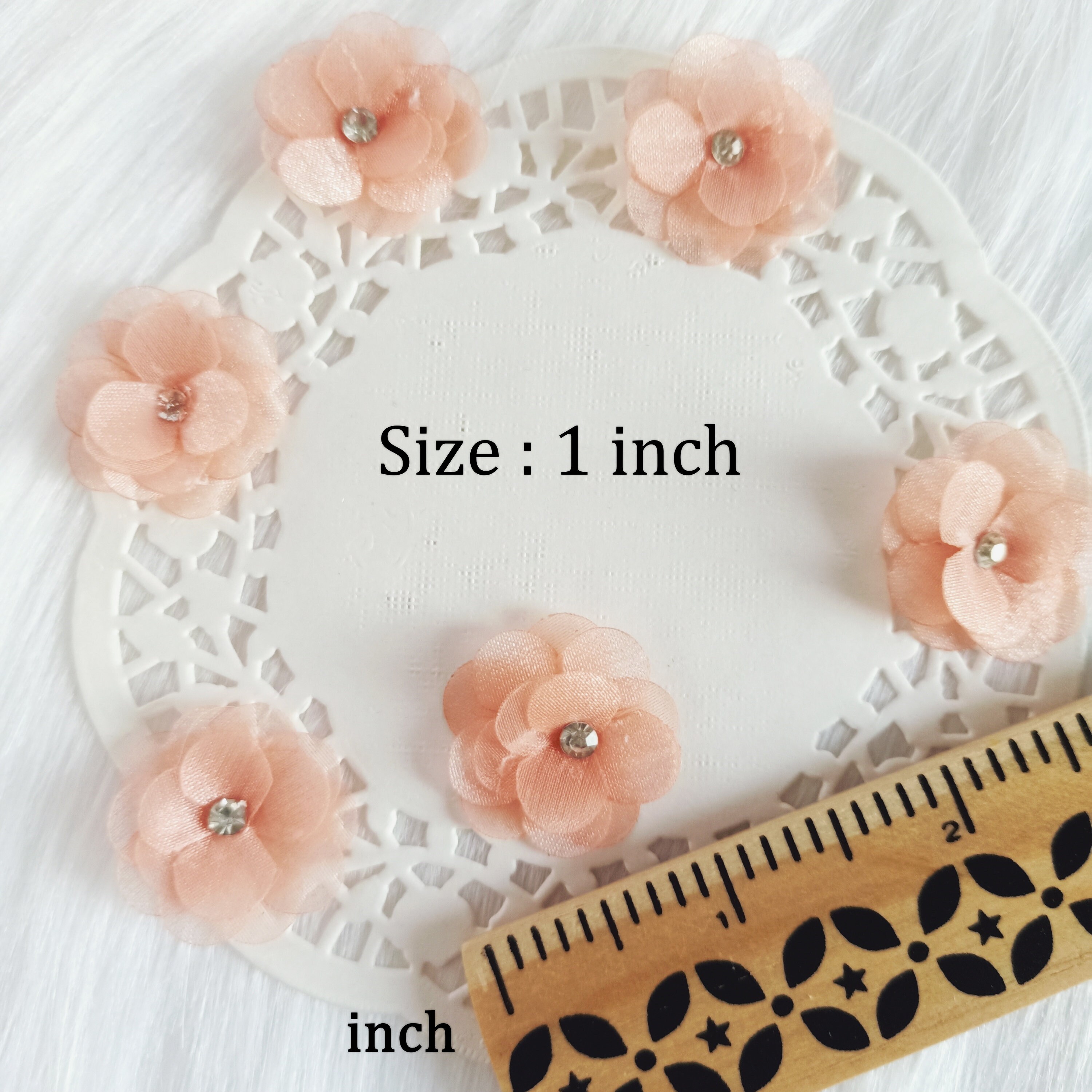 10 Rhinestone Rose Gold Organza Plum Blossom Flowers3 Layers - Etsy