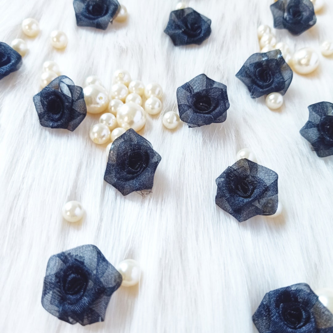 15 Black Organza Roses: Handmade Embellishments, Crafting Pieces - Etsy