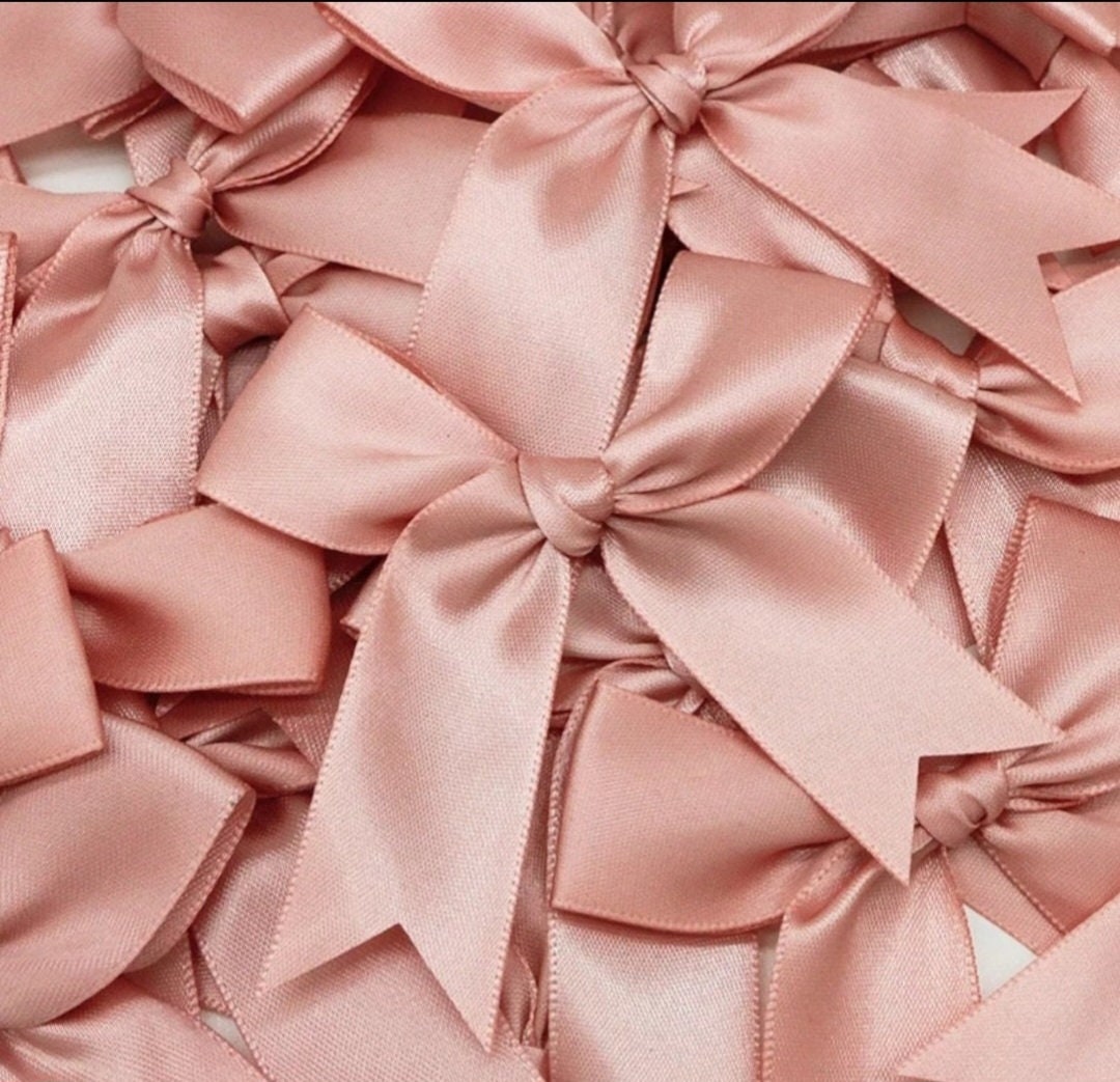 10 Large Dusty Pink Bows 3.5'' Xl,rose Gold Ribbon Bows,hand Tied Fray ...