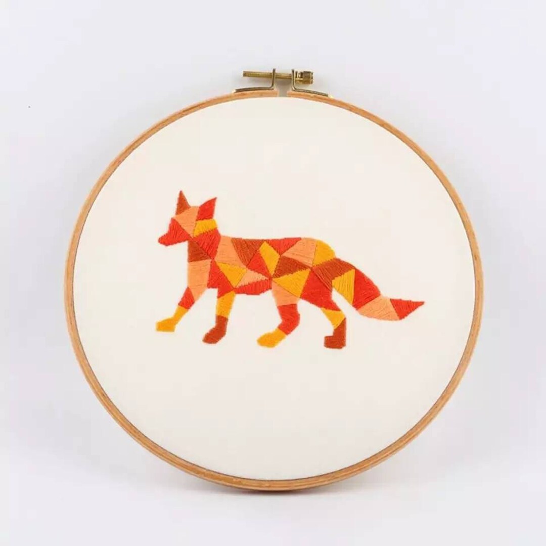 GEOMETRIC Wild-fox Nordic Embroidery DIY Full Kit, 8 Inches,modern ...
