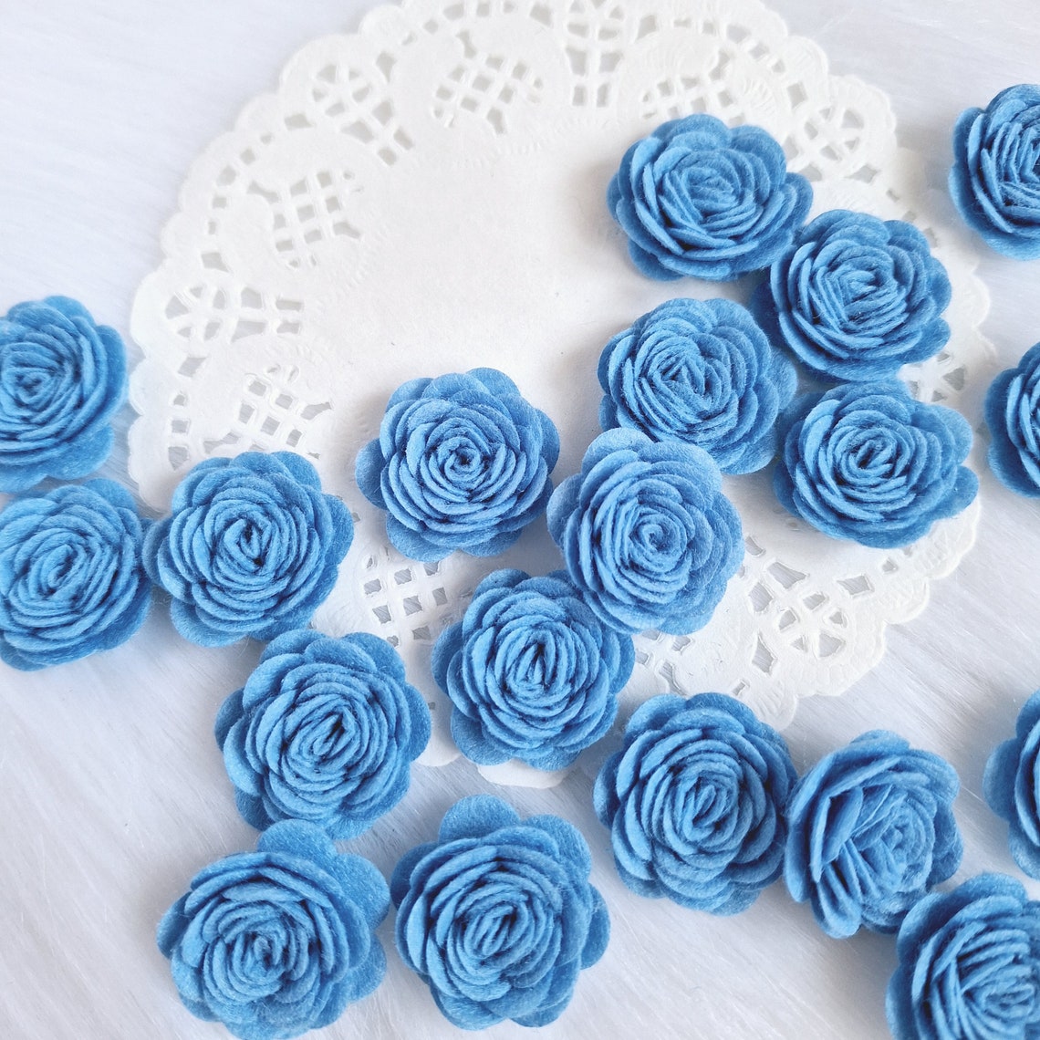 Blue Wool Felt Roses: Royal Craft Flowers, DIY Supply - Etsy