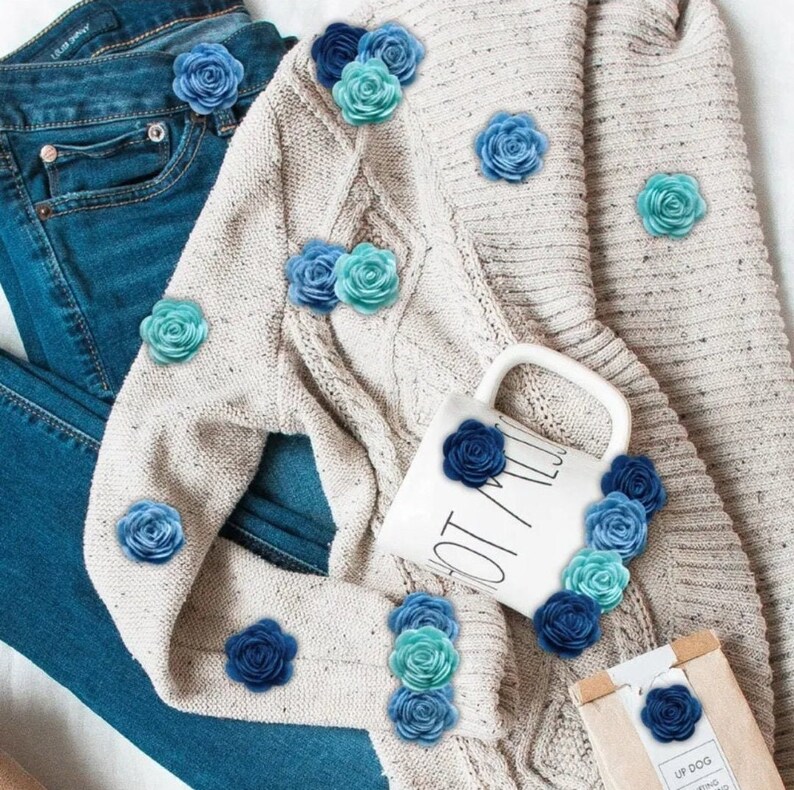 Blue Wool Felt Roses: Royal Craft Flowers, DIY Supply - Etsy